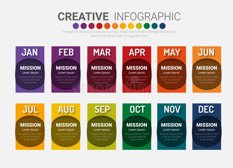 Presentation Template for 12 Months Stock Vector - Illustration of ...