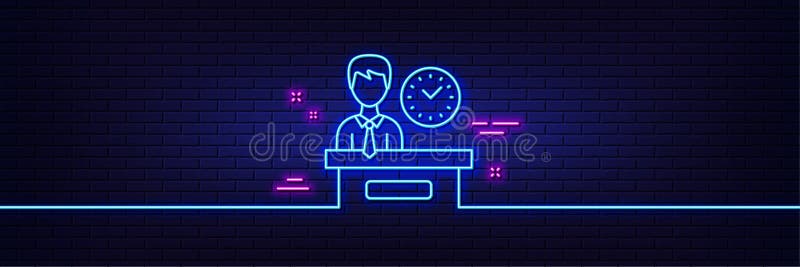 Presentation Time Line Icon. Watch Sign. Neon Light Glow Effect. Vector ...