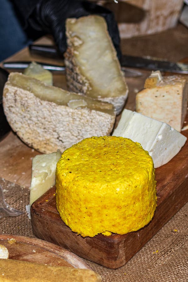 Presentation of Various Types of Round Cheeses. Stock Image - Image of ...
