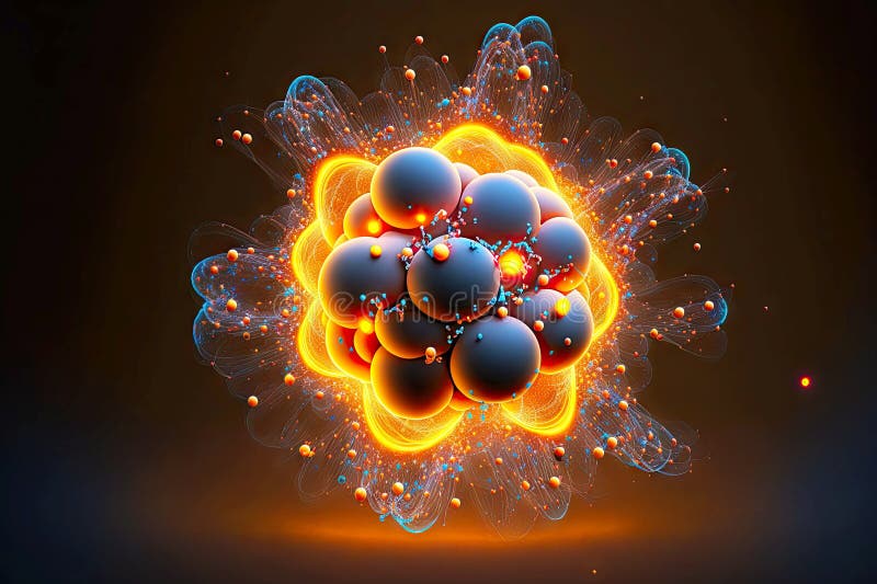 Presented Model Atom Orbit in Form of Particles Flying at Edges Stock ...