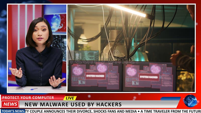 Presenter Addresses Hacking Attack Issue Stock Image - Image of channel ...