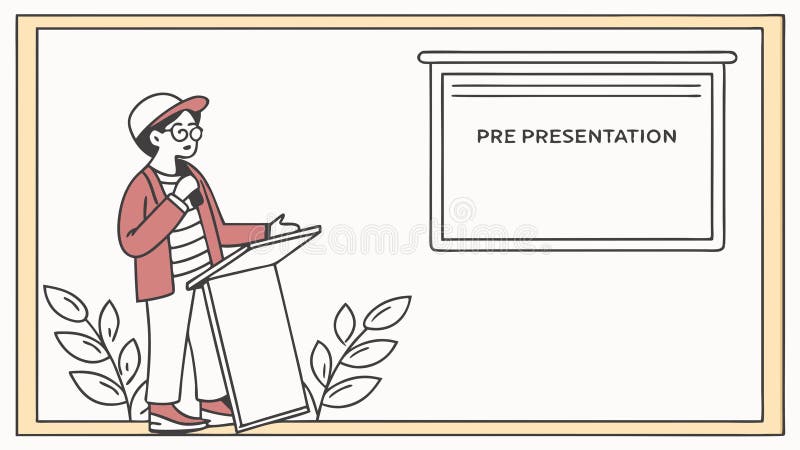 Presenter Character with Blank Screen in a Floral Frame Vector, Vector ...