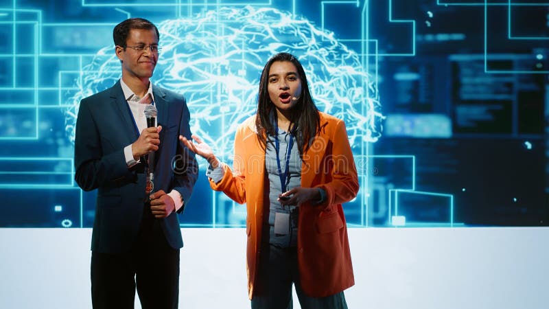 Presenter and Guest Talking at AI Summit Exploring Latest Tech ...