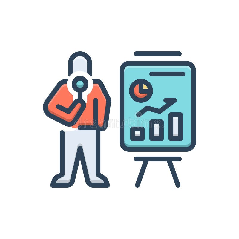 Color Illustration Icon for Presenter, Emcee and Financial Stock ...