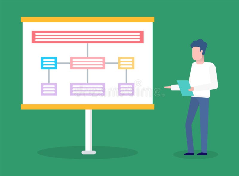 Worker Presenting Diagram Report on Board Vector Stock Vector ...