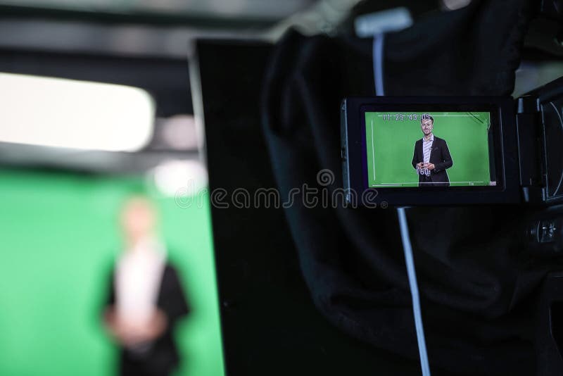 Presenter Working in Studio, Focus on Video Camera Stock Image - Image ...