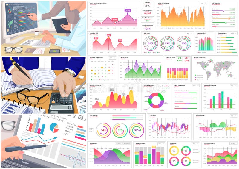 Presenters Show Statistical Indicators and Data on Diagram. Colleagues ...