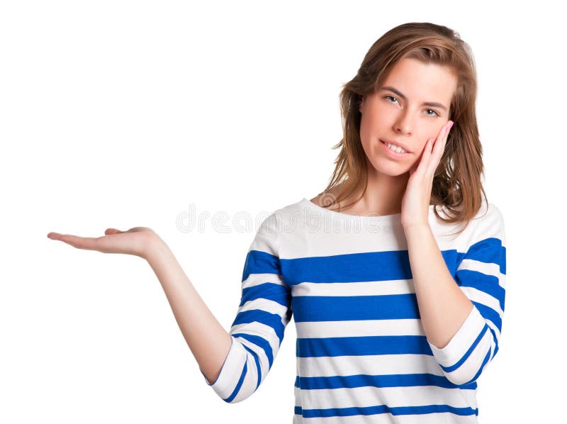 Presenting stock photo. Image of product, female, extended - 25098322