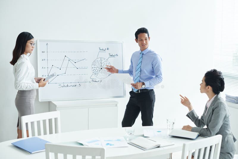 Presenting business idea stock photo. Image of young - 81894976