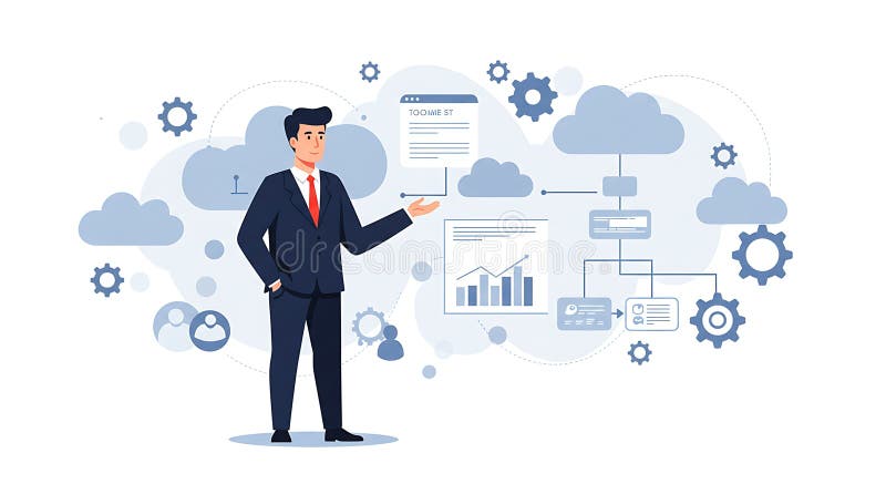AI-Powered Business Solutions Stock Illustration - Illustration of analytics, business: 378149634