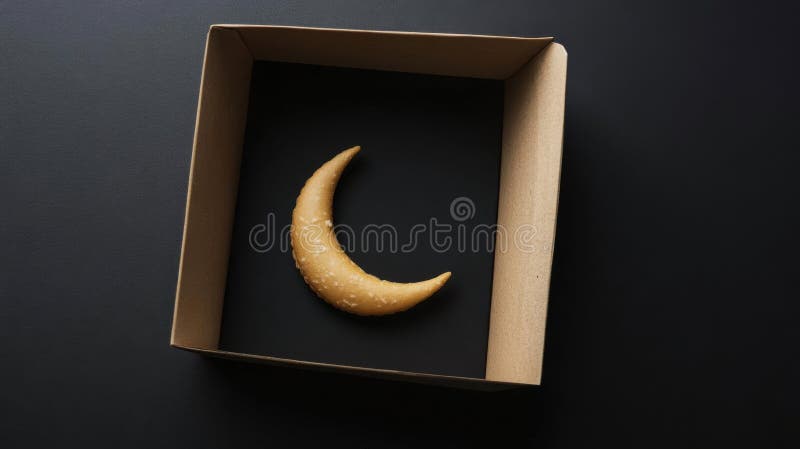 Presenting Crescent Pastry in a Box on Black Background, Delicious ...