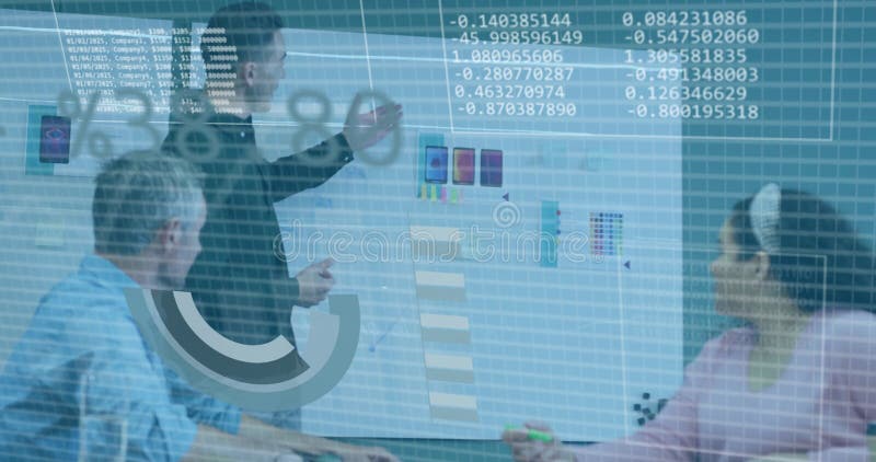 Presenting Data and Graphs, Business Team in Meeting with Digital ...