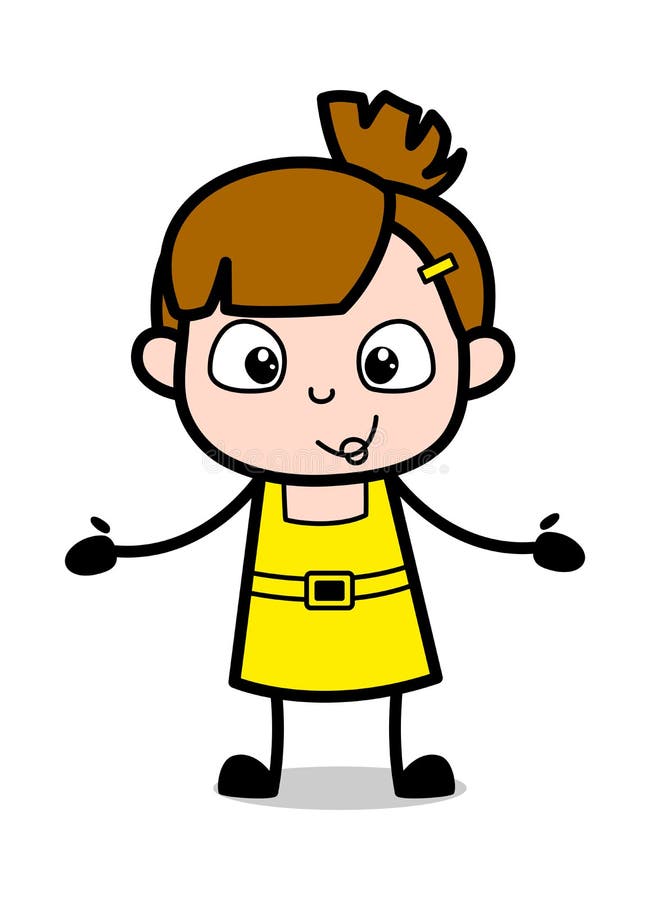 Presenting - Cute Girl Cartoon Character Vector Illustration Stock ...