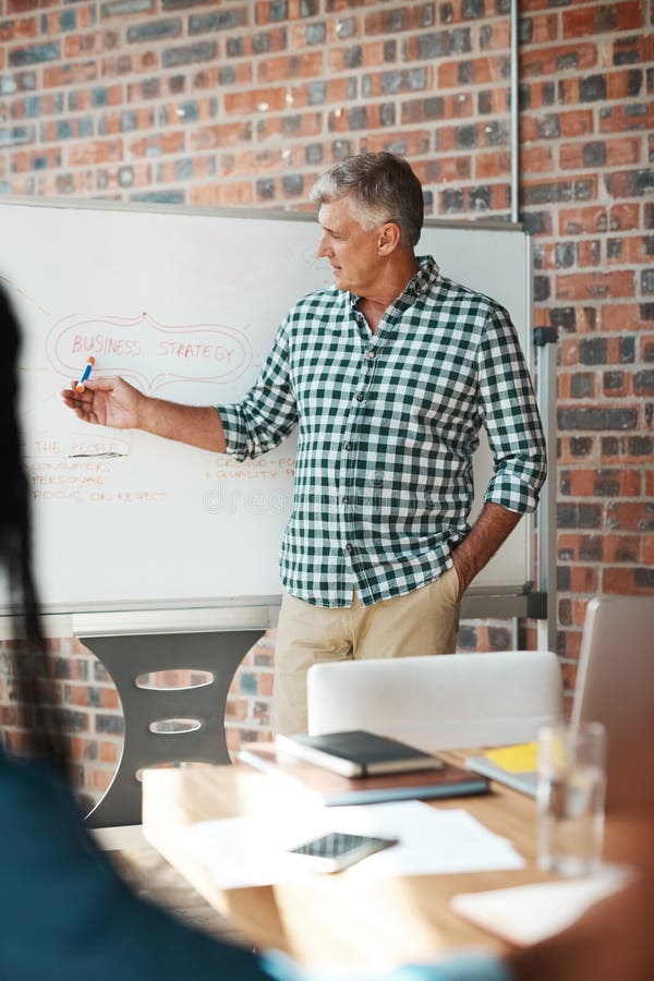 Presenting the Grand Master Plan. a Businessman Giving a Presentation ...