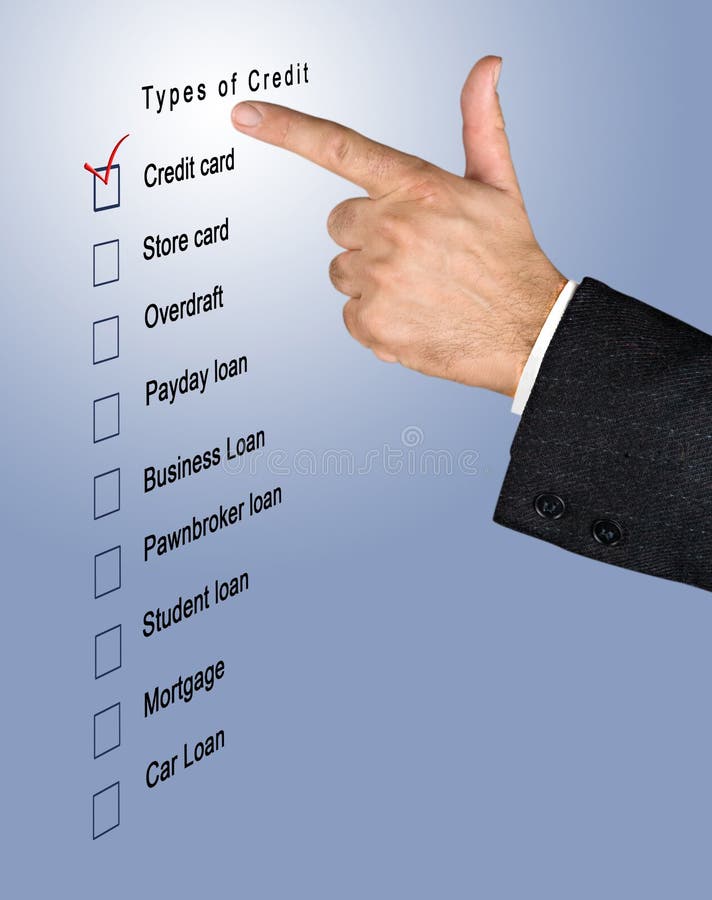Nine Types of credit stock image. Image of debt, check - 245233903