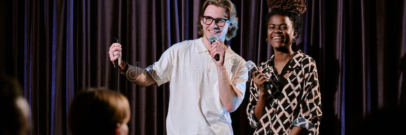 Presenting Performance at Live Comedy Show Event Stock Image - Image of ...