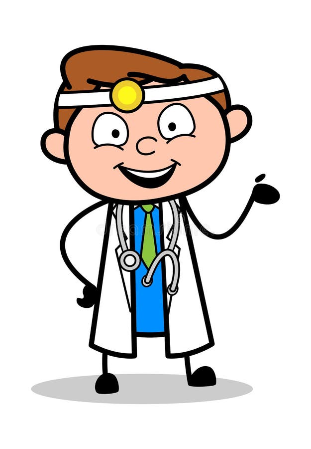 Presenting - Professional Cartoon Doctor Vector Illustration Stock ...
