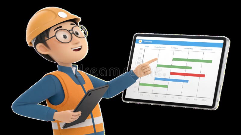 Presenting Project Timeline Cartoon Character Explaining Schedule Stock ...