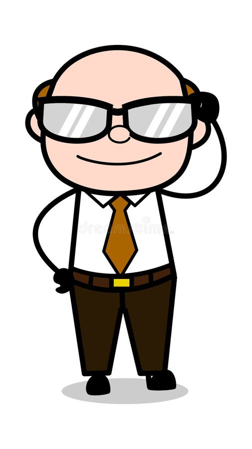 Presenting Sunglasses - Retro Cartoon Office Old Boss Man Vector ...