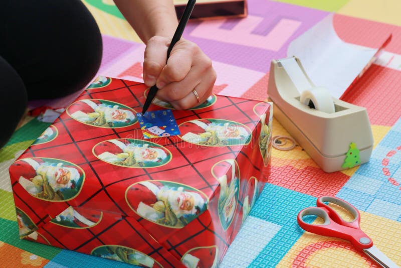 Presents in Christmas Wrap Being Prepared for the Holidays Stock Photo ...