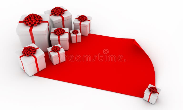 Presents Over Blank Red Paper Stock Illustration - Illustration of ...