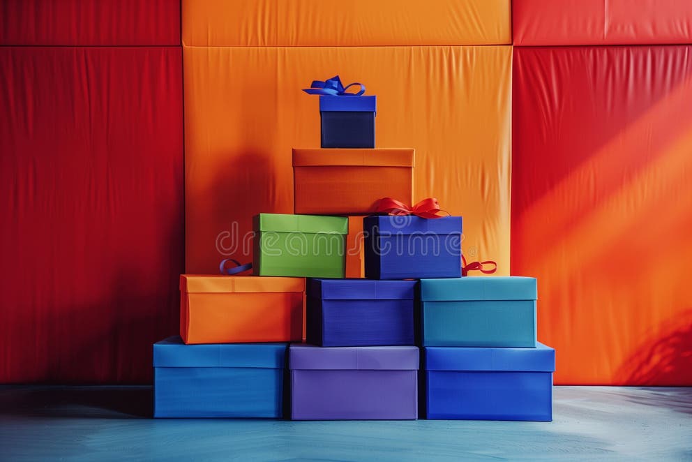 Presents Stacked in the Form of a Pyramid. by Generative Ai Stock ...