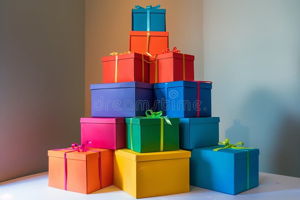 Presents Stacked in the Form of a Pyramid. by Generative Ai Stock ...