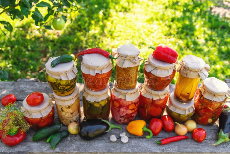 Preservation of Different Kinds in Jars. Selective Focus Stock Photo ...