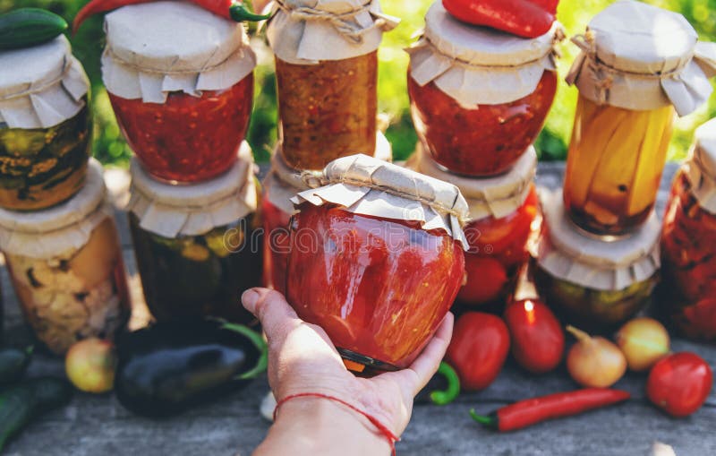 Preservation of Different Kinds in Jars. Selective Focus Stock Image ...