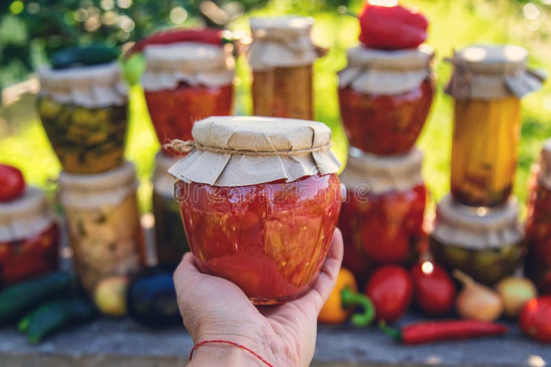 Preservation of Different Kinds in Jars. Selective Focus Stock Photo ...