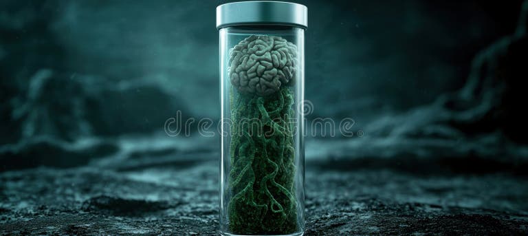 Preserved Brain in Glass Jar Stock Illustration - Illustration of ...