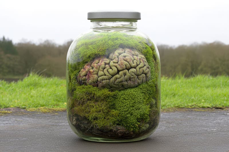 Preserved Brain in a Glass Jar Stock Illustration - Illustration of ...