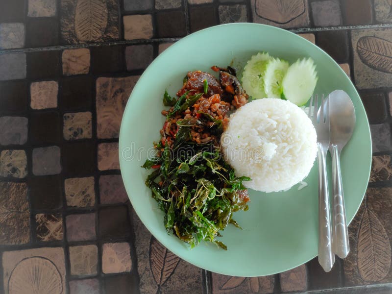 Preserved Egg and Crispy Basil Leaf Stock Photo - Image of lunch, food ...