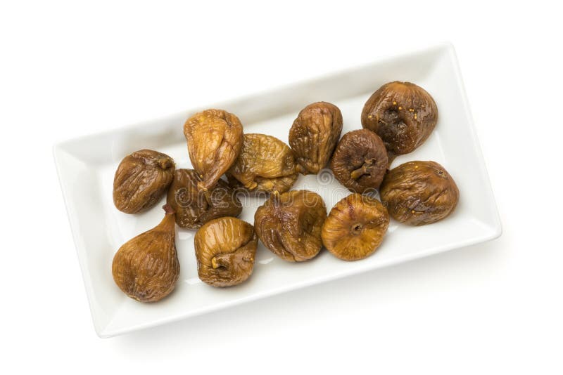 Preserved Fruit. Dried Figs on White Platter Isolated on White ...