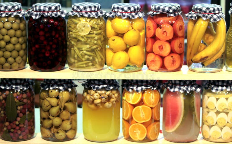 Preserved Fruits and Vegetables Stock Photo - Image of container, green ...