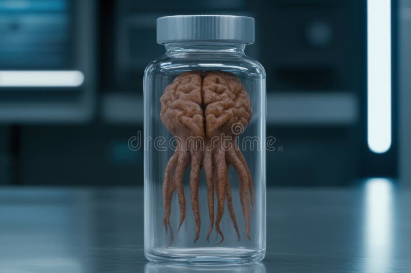 Preserved Human Brain in Glass Jar Stock Illustration - Illustration of ...