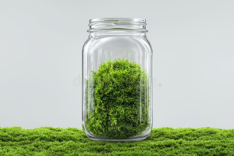 Preserved Moss in a Glass Jar Stock Illustration - Illustration of ...