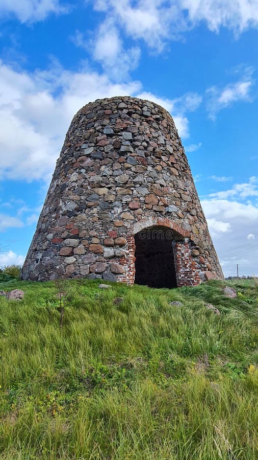 The Preserved Skeleton of an Old Stone Windmill on the Outskirts of the ...