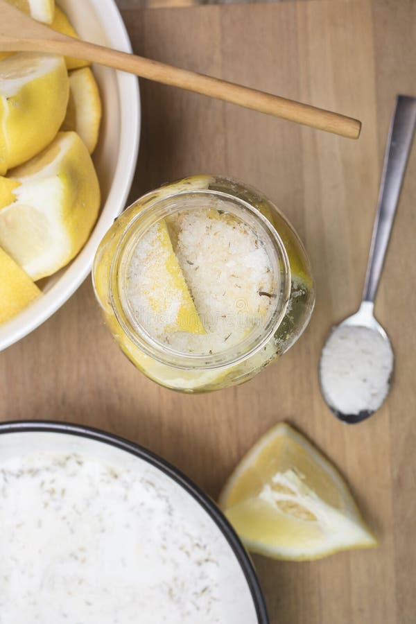 Preserving Salted Cured Lemons in Jars Stock Image - Image of chop ...