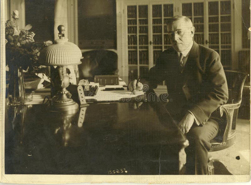 President Wilson At His Desk In The White House Picture. Image: 222353124