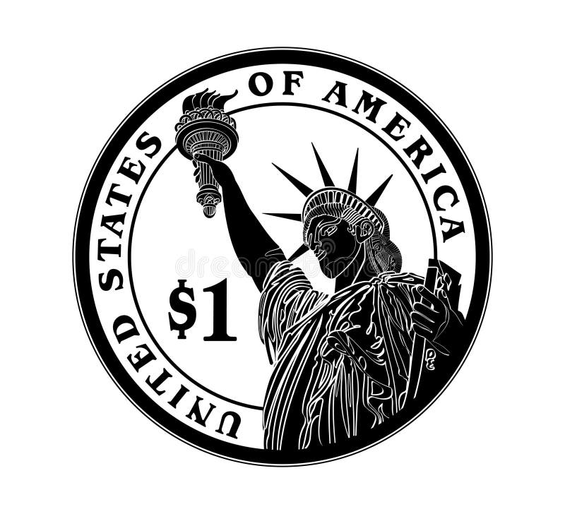Presidential Dollar Coin Reverse Stock Illustration - Illustration of ...