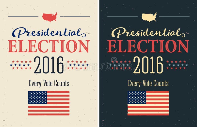 Presidential Election 2016 Posters Set. Vintage Style Design. Vertical ...