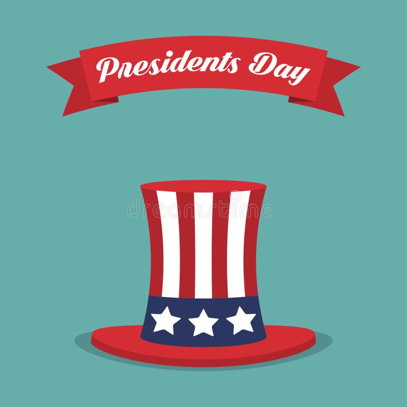 Presidents Day. USA Hat with Red Ribbon in a Flat Design Stock ...
