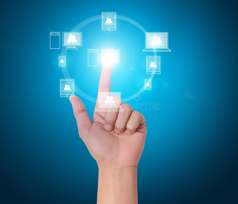 Presionar Los Botones Sociales Modernos Imagen de archivo - Imagen de ...