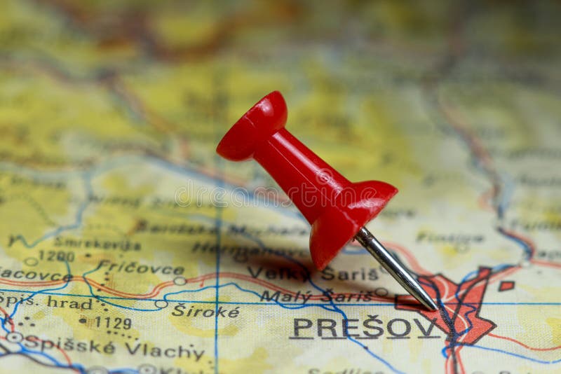 Presov, Slovakia Pin on Map Stock Photo - Image of guidance, needle ...