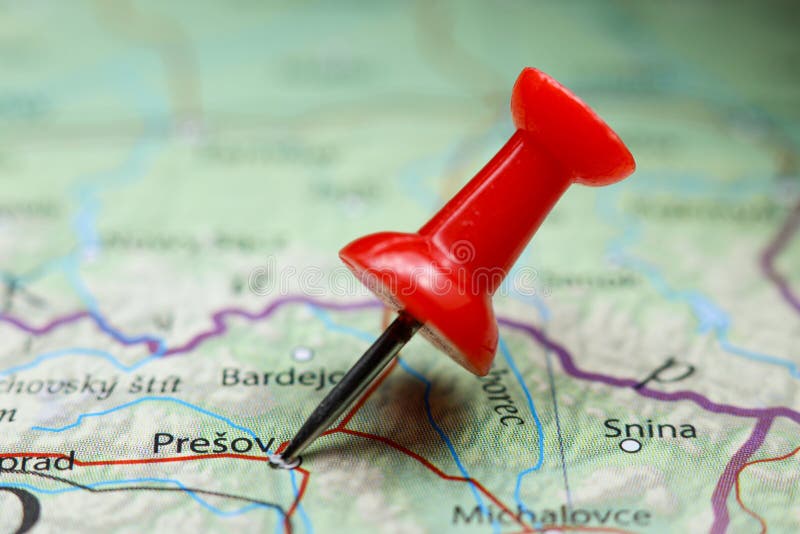 Presov, Slovakia Pin on Map Stock Photo - Image of central, city: 371294212