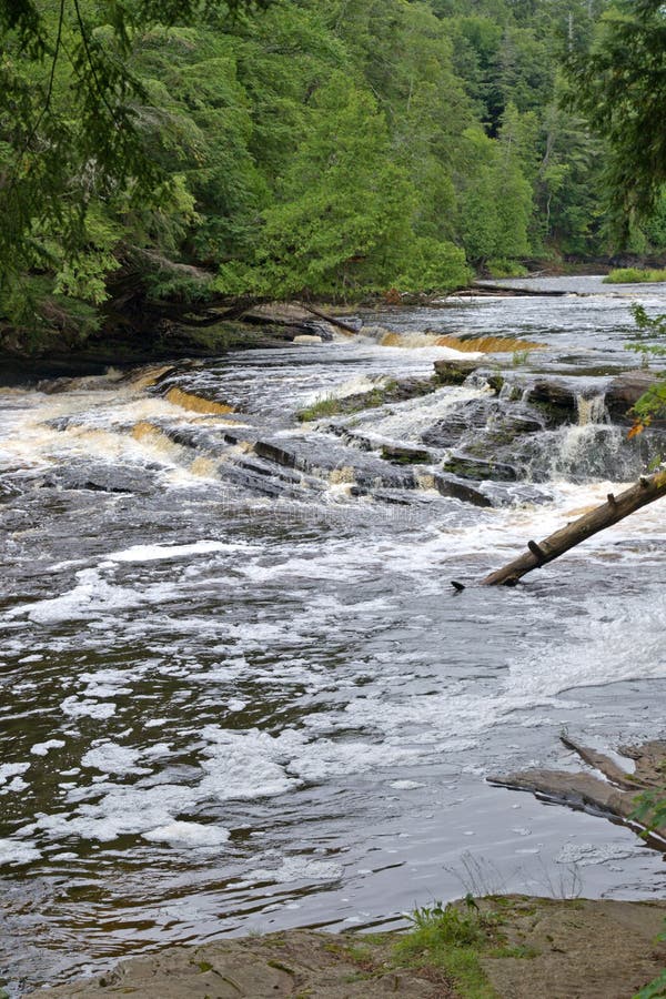 Strange Waterfall on River in Michigan Stock Photo - Image of foliage ...