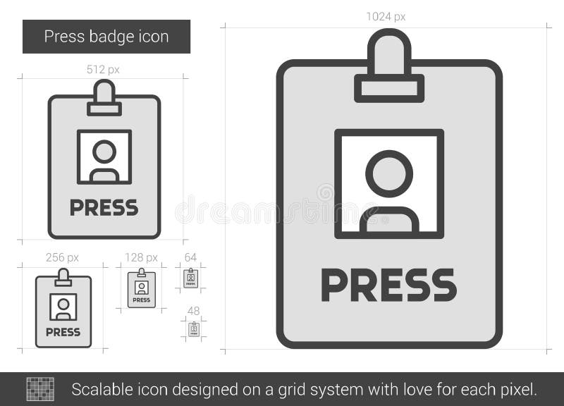 Press badge line icon. stock vector. Illustration of access - 81060859