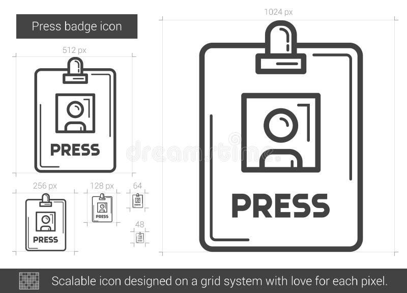 Press badge line icon. stock vector. Illustration of access - 81060859