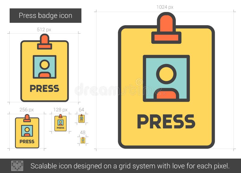 Press badge line icon. stock vector. Illustration of access - 81060859